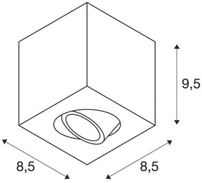 SLV 1002013 Triledo, černé stropní svítidlo, 1x GU10 max. 10W, rozměr 8,5 x 8,5cm