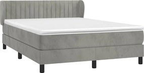 Box spring postel s matrací světle šedá 140x190 cm samet 3127607