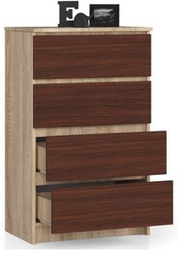 Komoda Kuba 60 cm - 4 šuplíky dub sonoma/wenge