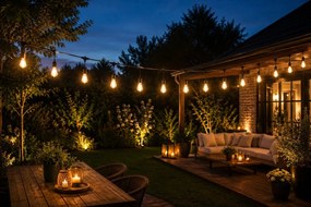 TRENDIE Zahradní světelná girlanda 20 LED teplá bílá E27 20m