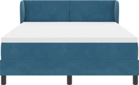 Postel s boxspringem s čelo Tmavě moddrá 140 x 190 cm samet 3340440