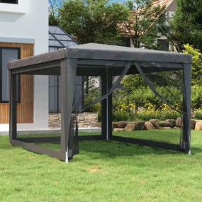 Party stan se 4 síťovanými bočnicemi antracitový 3 x 4 m HDPE 319234