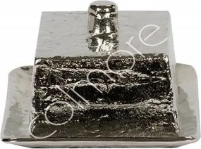 Stříbrná kovová máslenka Crushed - 20*13*9 cm
