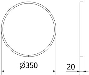 Mexen Loft, kulaté koupelnové zrcadlo 35 cm, barva rámu černá matná, 9850-035-035-000-70