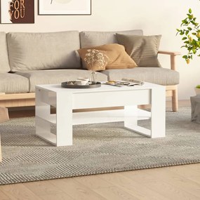 Konferenční stolek lesklý bílý 102x55x45 cm kompozitní dřevo