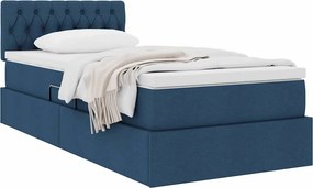 Postel s úložným prostorem a matrací Modrá 90 x 200 cm Samet 3370550