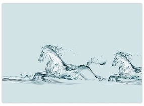 Skleněný obraz - Koně z kapek vody (70x50 cm)