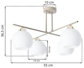 Stropní svítidlo Eliza, 4x bílé skleněné stínítko, be/g