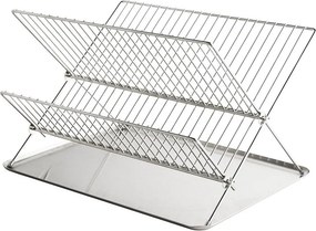 Kovový dvoupatrový odkapávač v leskle stříbrné barvě 41x31 cm Dry-It – Mette Ditmer Denmark