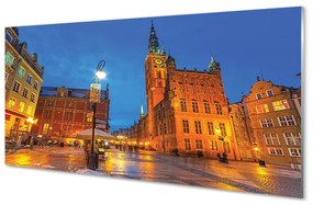 Obraz na skle Gdańsk Staré Město v noci kostel 140x70 cm