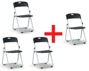 Skládací židle CLACK 3+1 ZDARMA, černá
