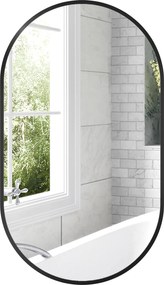 HOMCOM Oválné Koupelnové Zrcadlo 40x70 cm s Hliníkovým Rámem Dekorativní Zrcadlo na Zeď Horizontální nebo Vertikální pro Obývací Pokoj Vstupní Halus Č