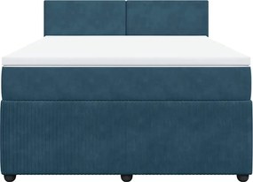 Box spring postel s matrací modrá 140 x 200 cm samet 3287756