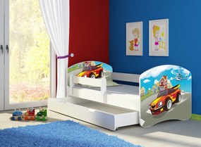 Dětská postel - Závodní auto 2 180x80 cm + šuplík bílá