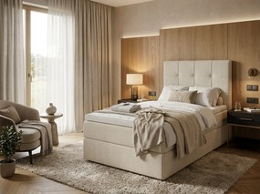 Čalouněná postel boxspring DIRELIS VIBE 90x200 cm krémová Matrace: Matrace Bonell pružinová