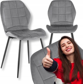 Čalouněná židle Velurová do jídelny Kuchyňský obývací pokoj Loft Šedá Irys