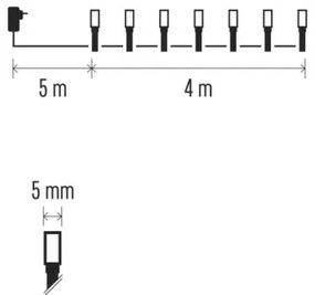 Vánoční osvětlení EMOS D4AM01 ZY0811T 40LED řetěz 4m multicolor s časovačem