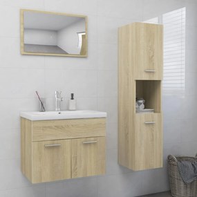 vidaXL Set koupelnového nábytku dřevotříska [3071406] Barva: Bílá