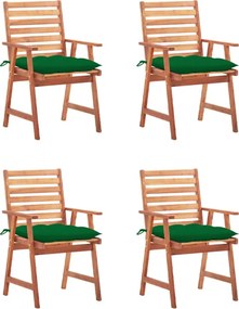 vidaXL Zahradní jídelní židle s poduškami 4 ks masivní akáciové dřevo [3078338] Barva: Zelená