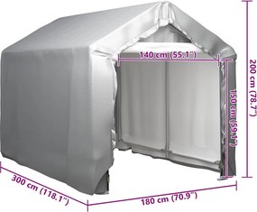 Úložný stan 180 x 300 cm ocelově šedý 3079585