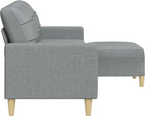 3místná pohovka s podnožkou světle šedá 210 cm textil 3278249