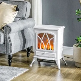 HOMCOM Elektrická krbová kamna s 1000/2000 W, dekorativní elektrický krb s LED efekt plamene, bílá