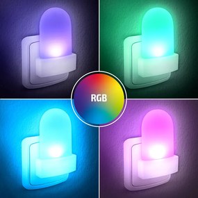 Solight Noční LED RGB světléko se světelným sensorem, volitelná barva světla, 230V