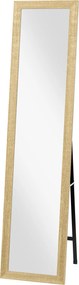 HOMCOM Obdélníkové Zrcadlo na Stěnu nebo Stůl s Dřevěným Rámem do Obývacího Pokoje a Ložnice 37 x 157 cm Přírodní Dřevo | Aosom