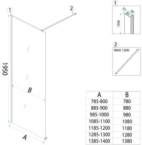 Bezrámová sprchová zástěna REA FLEXI GOLD 120 cm, zlatá lesk/transparent - bez vaničky