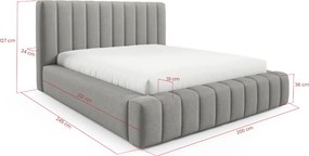Čalouněná postel FRODIONE+, 160x200 cm, s úložným prostorem a roštem Úložný prostor: S kovovým rámem úložného prostoru, Barva látky Wind: Černá (Wind 99)