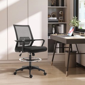 Vinsetto Ergonomická kancelářská židle s nastavitelným opěrným kruhem, bederní oporou, výškově nastavitelná otočná židle s síťovinou, návrhářská židl…
