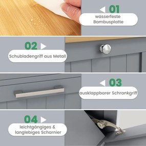 Costway Laundry Cabinet s košem na prádlo a zásuvkou a bambusovým košem
