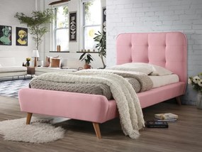Růžová čalouněná postel TIFFANY 90 x 200 cm