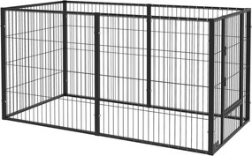 PawHut 6-panelový nastavitelný psí výběh s ocelovým rámem 82,5-150x79x81 cm Černý | Aosom
