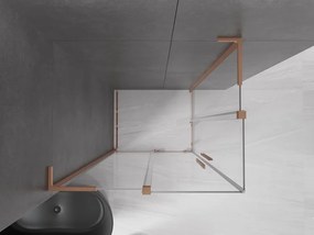 Mexen Velar L Duo, sprchový kout s posuvnými dveřmi 90 x 80 cm, 8mm čiré sklo, měděná matná, 871-090-080-02-03-65