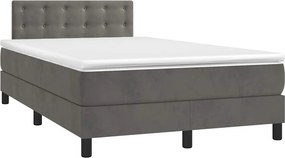 Box spring postel s matrací a LED tmavě šedá 120x200 cm samet 3134634