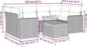 7dílná zahradní sedací souprava s poduškami béžová polyratan 3224021