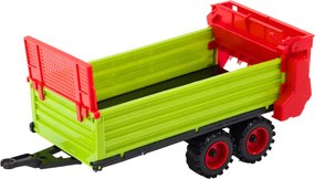 LEAN Toys Traktor s přívěsem – setrvačníkový pohon, otevíratelná kapota a dveře, zelený