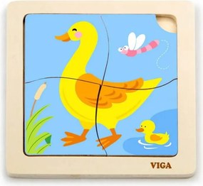 Dřevěné puzzle pro nejmenší Viga 4 ks Kačenka
