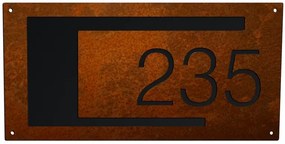 Cortenové domovní číslo tabulka 8c - s černým podlepením Velikost: 30 x 15 cm (L)