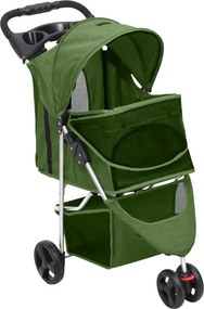 Skládací kočárek pro psa zelený 80x46x98 cm oxfordská tkanina 172198