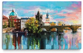 Malvis ® Obraz malovaný Karlův most Velikost (šířka x výška): obdélník - 130x60 cm