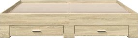 Rám postele se zásuvkami dub sonoma 200x200 cm kompozitní dřevo 3280358