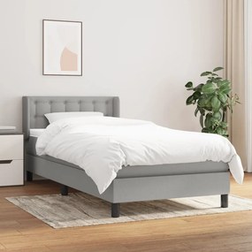 Box spring postel s matrací světle šedá 90x190 cm textil 3129993