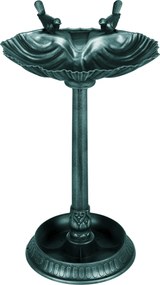 Ptačí vana, ptačí vana se soškami, 2 misky, plast, starožitný vzhled, 49,5L x 38W x 81H cm, tmavě zelená