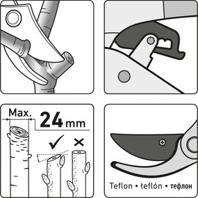 Nůžky zahradnické s rohatkovým převodem, 205mm