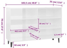 vidaXL Marketos Příborník bílý s vysokým leskem 103,5x35x70 cm kompozitní dřevo