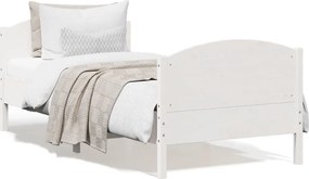 vidaXL Rám postele s čelem 90 x 200 cm masivní borové dřevo [842566] Barva: Bílá
