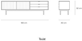 TV stolek v dekoru dubu v šedo-přírodní barvě 180x52 cm Sierra – Teulat