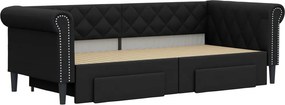 Válenda s přistýlkou a zásuvkami černá 90 x 200 cm umělá kůže 3197731